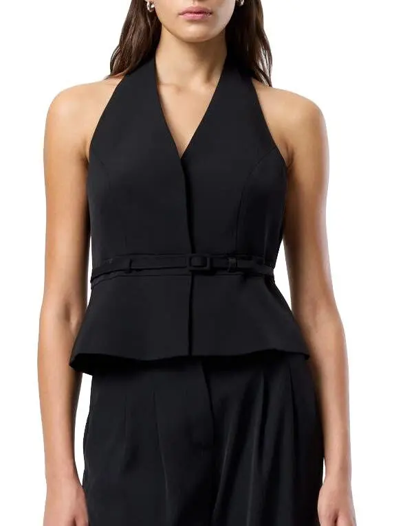 French Connection Harry Belted Suiting Halter Top - Black