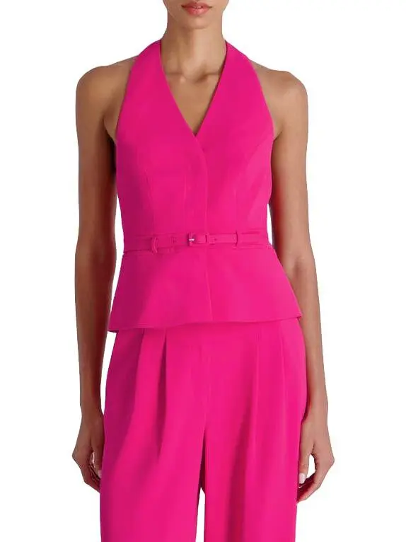 French Connection Harry Belted Suiting Halter Top - Electric Pink