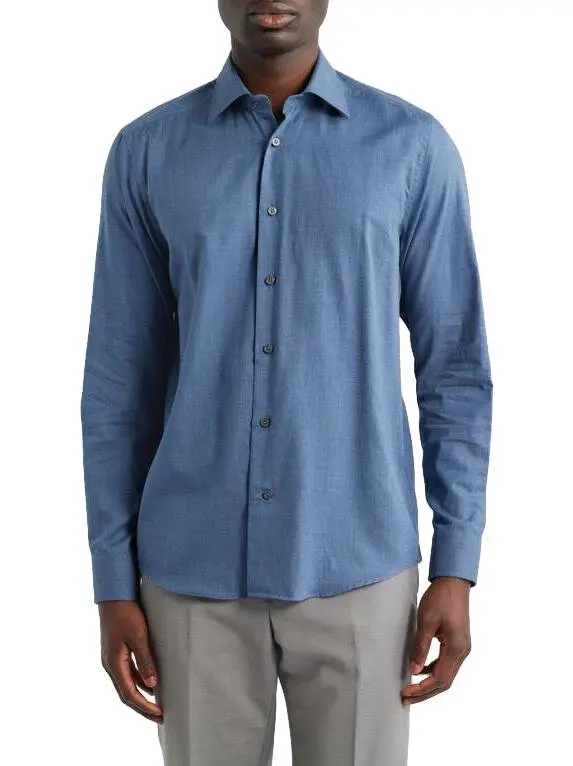 JACK VICTOR Leonard Cotton Button-up Shirt - Blue