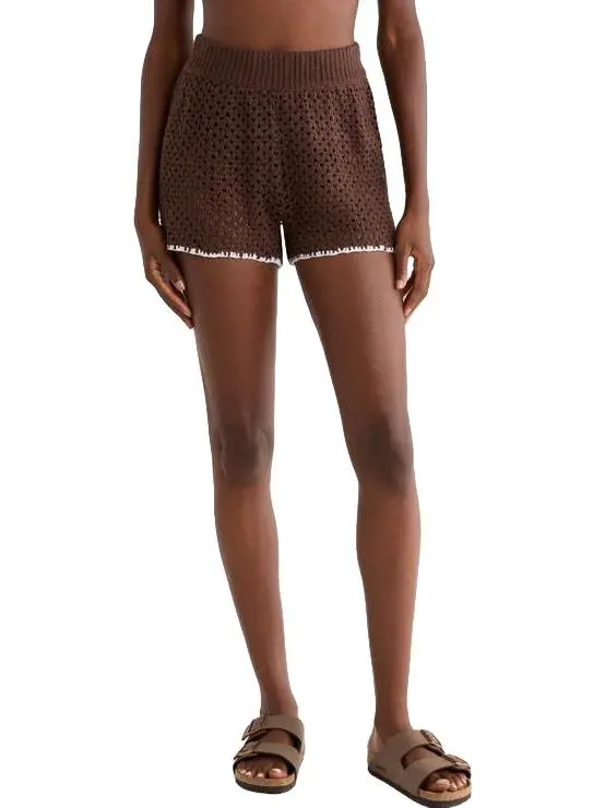 Elan Open Knit Shorts - Brown