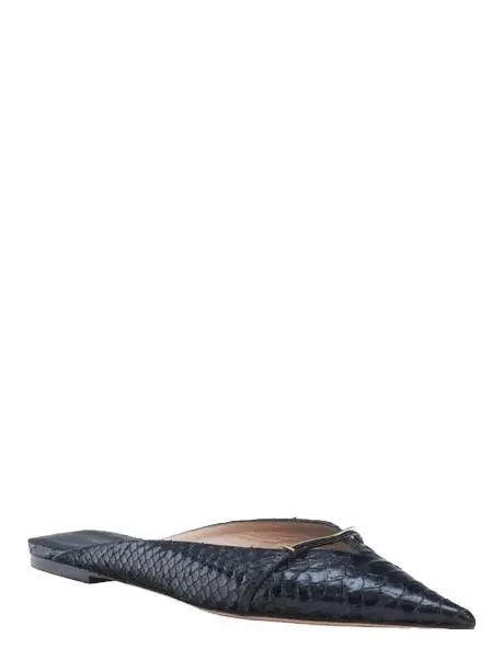 TOM FORD Python Embossed Pointed Toe Mule - Black