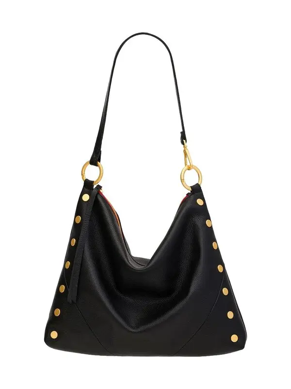 HAMMITT Kyle Large Leather Shoulder Bag - Black/brushed Gold Red Zip