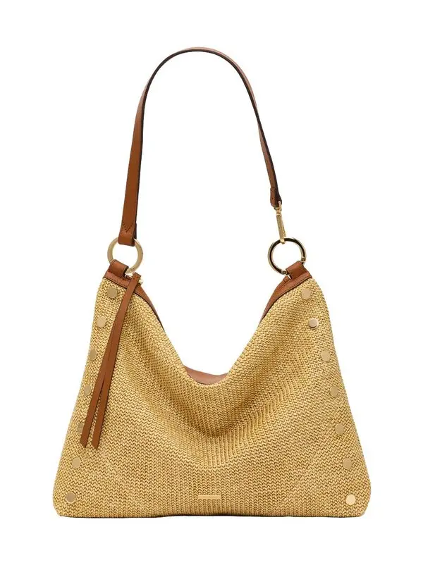 HAMMITT Kyle Large Leather Shoulder Bag - Cocoa Raffia/gold
