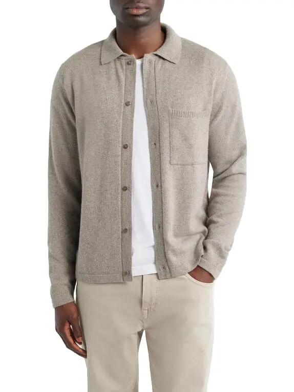 MERZ B. SCHWANEN Relaxed Fit Merino Wool Cardigan - Faded Grain