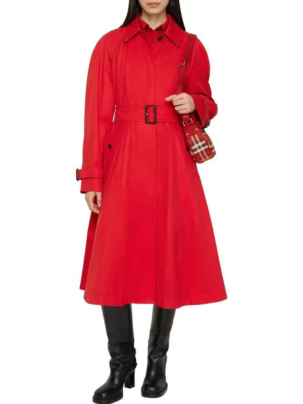 Burberry Long Gabardine Ellingham Fit-and-flare Car Coat - Crayon Red