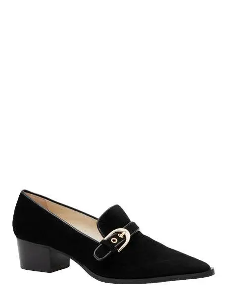 AMALFI BY RANGONI Publio Pointed Toe Loafer Pump - Black Cashmere Black Vernice