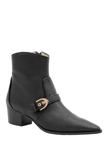AMALFI BY RANGONI Plotina Pointed Toe Bootie - Nero Vapor Gold Buckle