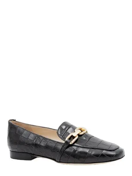 AMALFI BY RANGONI Gentile Croc-embossed Leather Bit Loafer - Black Cocco Bengala Gold