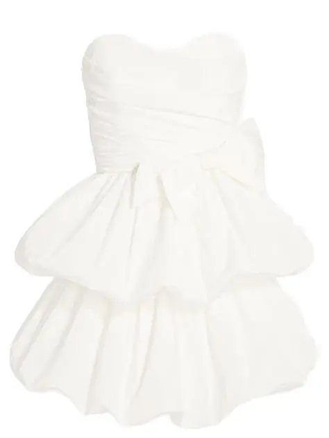 Jenny Packham Elaine Bow Tiered Mini Dress - Ivory