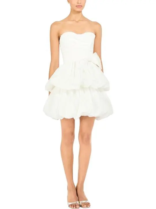 Jenny Packham Elaine Bow Tiered Mini Dress - Ivory