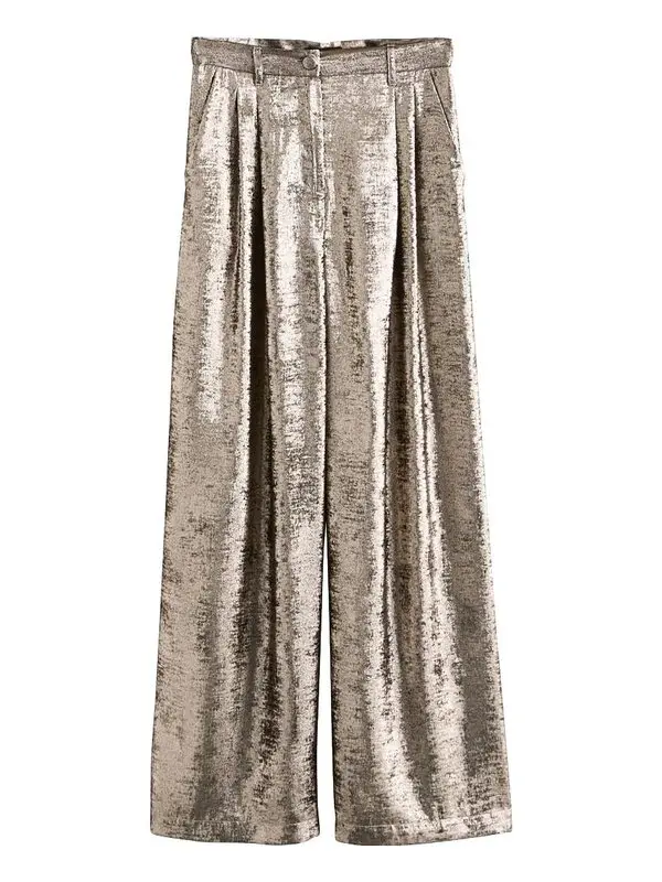 NEXT Wide Leg Metallic Pants - Champagne Gold