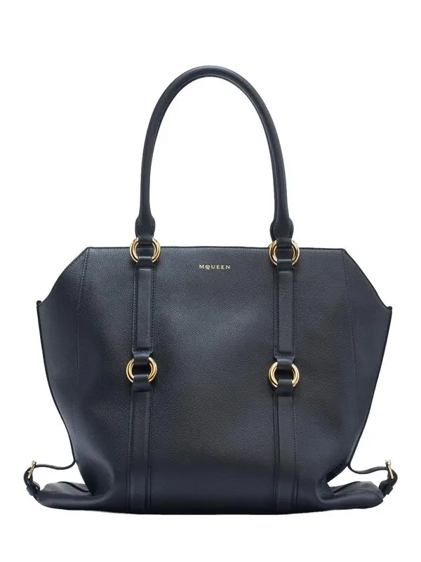 Alexander McQueen Farringdon Leather North/south Tote - Black/gold