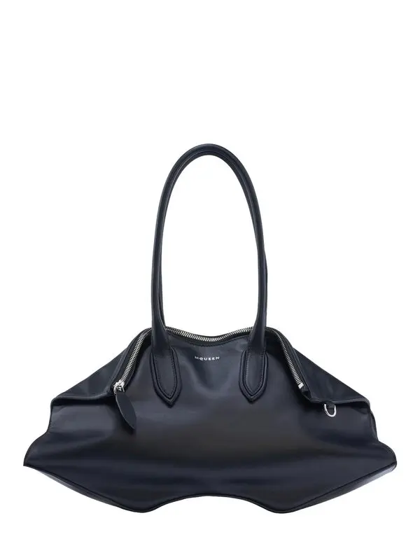Alexander McQueen Manta Leather Handbag - Black/silver