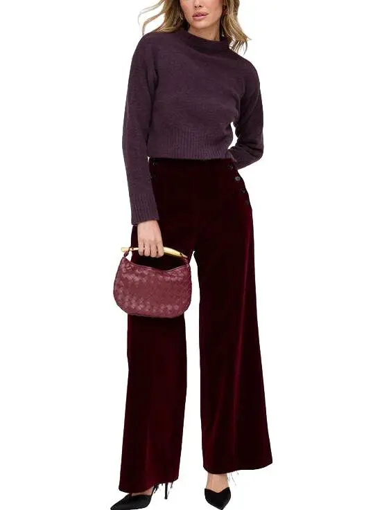 LILY AND LIONEL Maiden Wide Leg Velvet Trouser - Burgundy