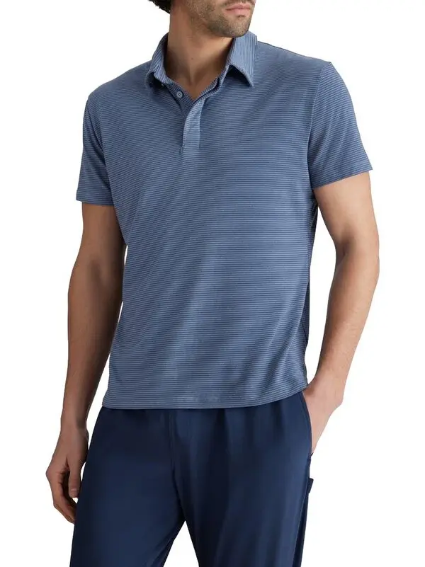 Tommy John Second Skin Comfort Polo - Vintage Indigo Fine Stripe