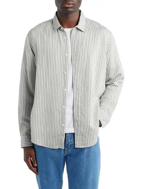 WAX LONDON Shelly Stripe Button-up Shirt - Sage