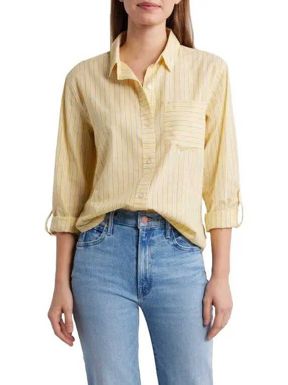 BEACHLUNCHLOUNGE Campbell Directional Stripe Long Sleeve Button-up Shirt - Lemon Drop