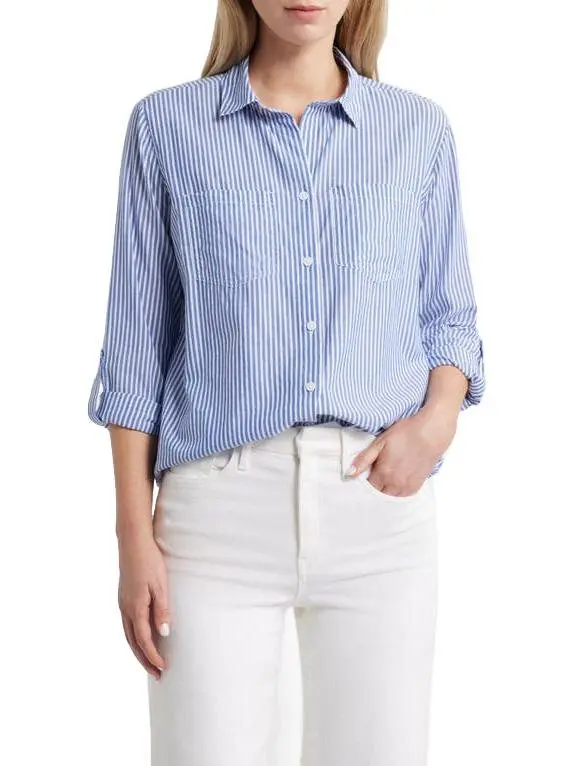 BEACHLUNCHLOUNGE Annalisa Stripe Shirt - Dell Blue