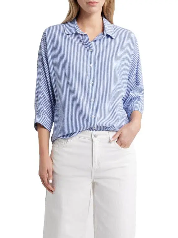 BEACHLUNCHLOUNGE Wells Stripe Shirt - Dell Blue
