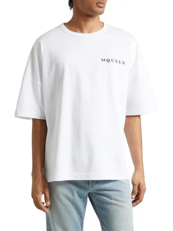 Alexander McQueen Oversize Logo Graphic T-shirt - White/black