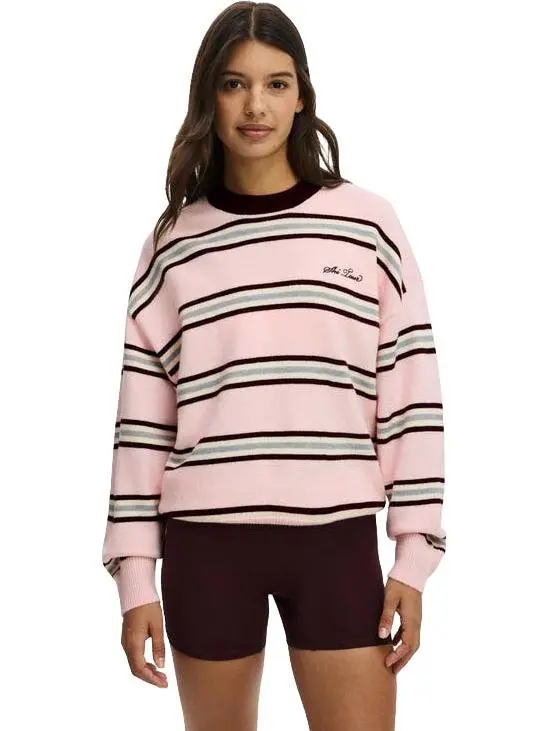 Cotton:on Active Slouchy Knit Sweater - Cherry Dream Stripe