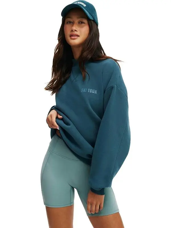 Cotton:on Active Plush Mock Neck Sweatshirt - Tidal Teal Ski