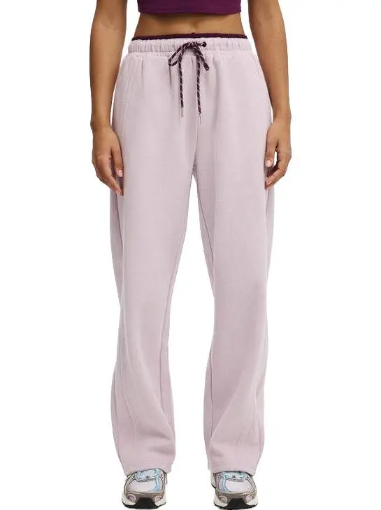 Cotton:on Active Plush Double Waistband Sweatpant - Dawn Pink Marle