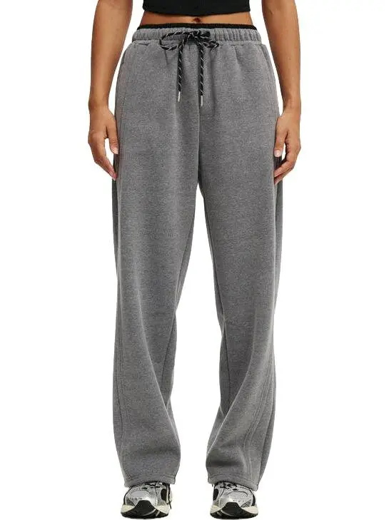 Cotton:on Active Plush Double Waistband Sweatpant - Gunmetal Marle