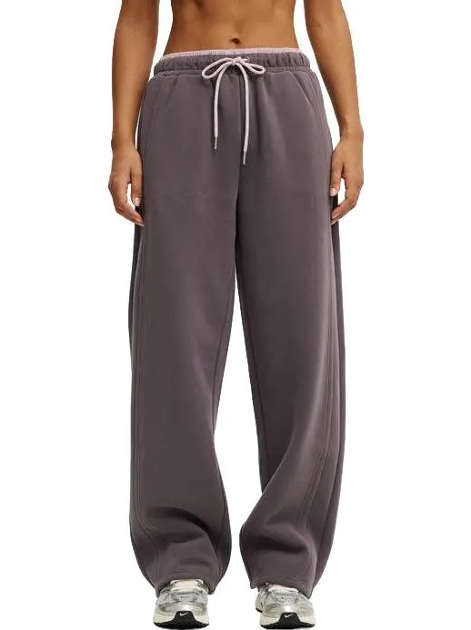 Cotton:on Active Plush Double Waistband Sweatpant - Violet Grey