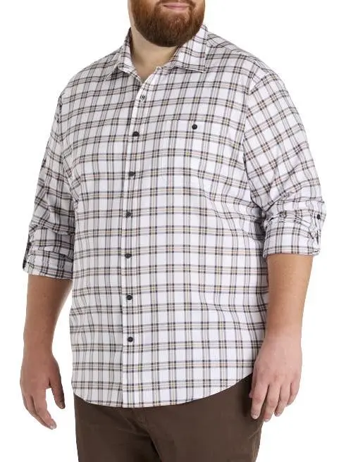 TRUE NATION BY DXL Big & Tall Plaid Rolled-sleeve Sport Shirt - Multi
