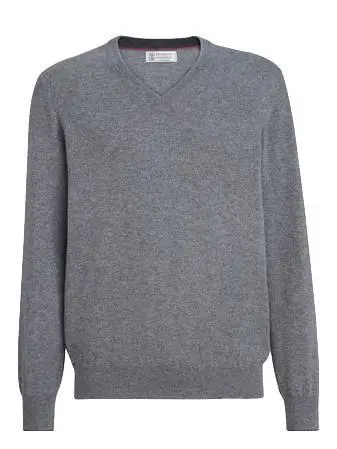 Brunello Cucinelli Cashmere V-neck Sweater - Dark Grey