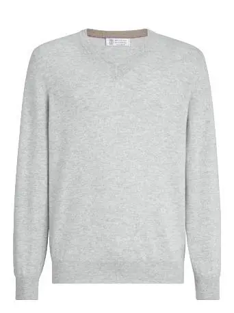 Brunello Cucinelli Cashmere V-neck Sweater - Pebble