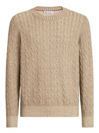 Brunello Cucinelli Cashmere Vanisé Cable Knit Sweater - Brown