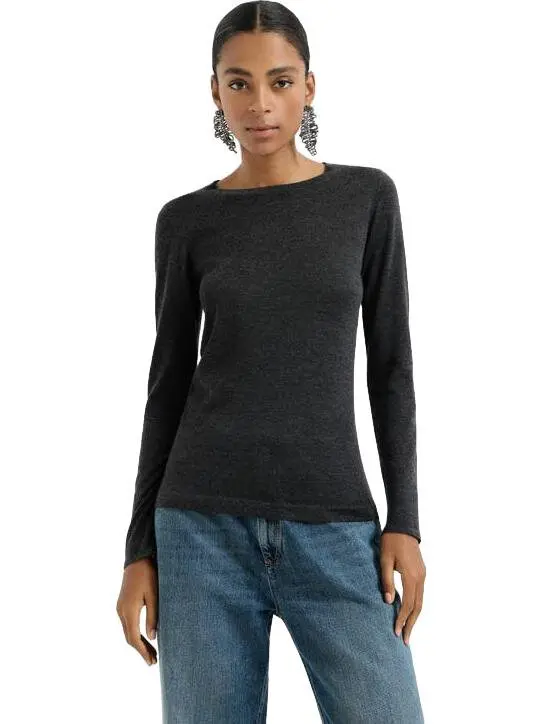 Brunello Cucinelli Cashmere And Silk Crew-neck Sweater - Anthracite