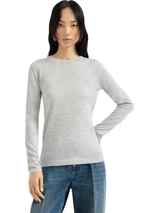 Brunello Cucinelli Cashmere And Silk Crew-neck Sweater - Light Grey