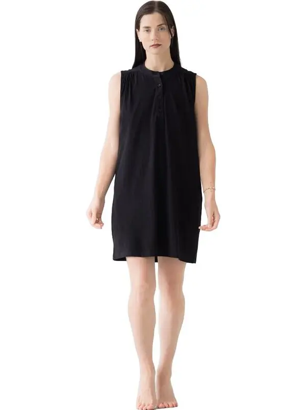SALUA Relaxed Sleeveless Sleep Tunic - Black