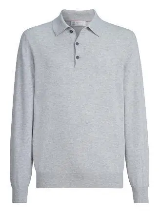 Brunello Cucinelli Cashmere Knit Polo Shirt - Pebble
