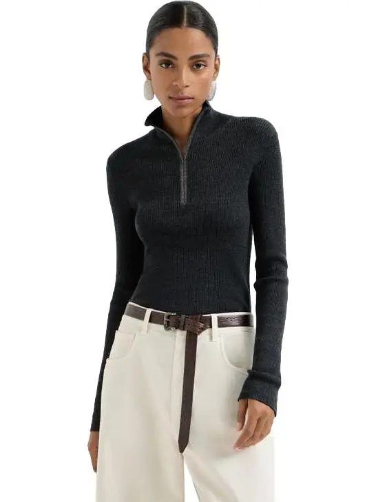 Brunello Cucinelli Virgin Wool And Cashmere Sweater - Anthracite
