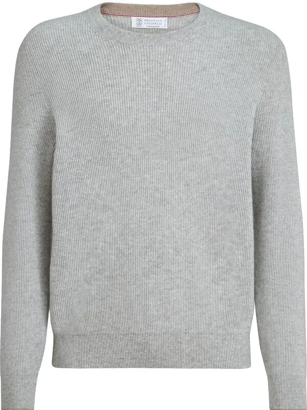 Brunello Cucinelli Cashmere English Rib Sweater - Pebble