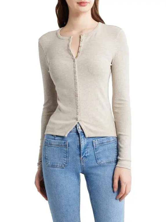 FRAME The Rib Splay Top - Oatmeal Heather