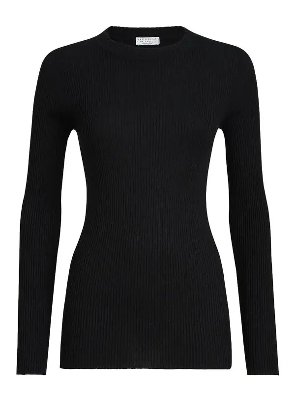 Brunello Cucinelli Cashmere And Silk Sparkling Sweater - Black