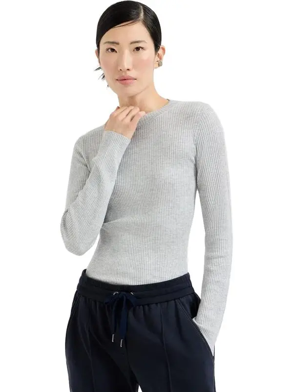 Brunello Cucinelli Cashmere And Silk Sparkling Sweater - Light Grey