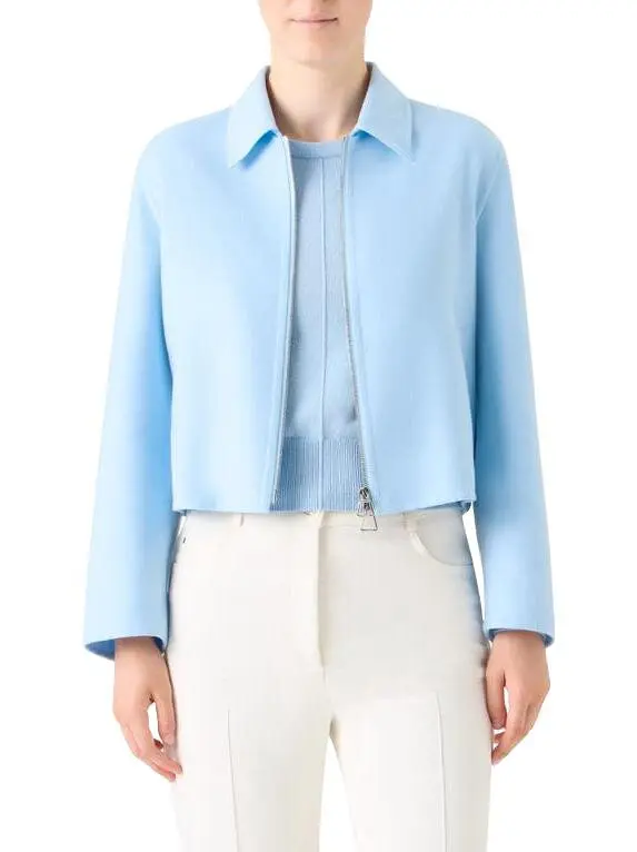 Akris Harmony Cropped Cashmere Jacket - Blue