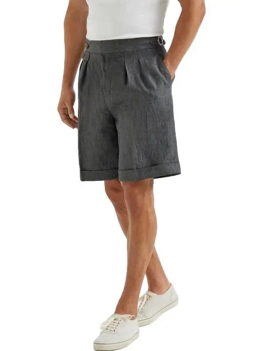 Brunello Cucinelli Délavé Linen Bermuda Shorts - Anthracite