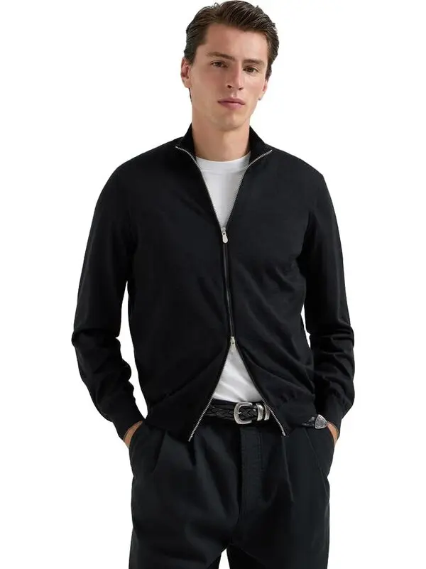 Brunello Cucinelli Cashmere And Silk Cardigan - Black