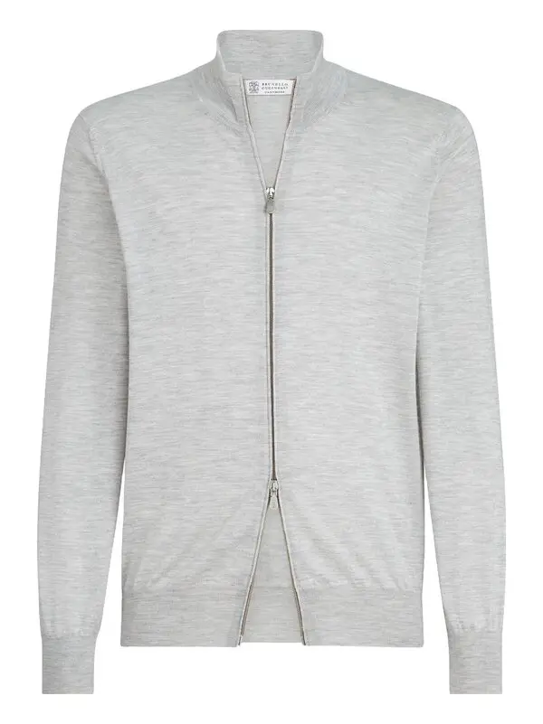 Brunello Cucinelli Cashmere And Silk Cardigan - Pebble