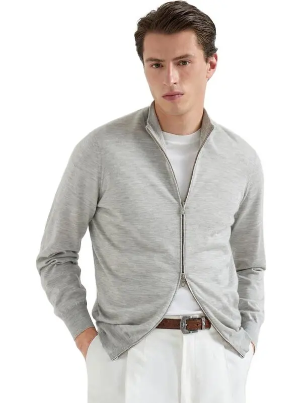Brunello Cucinelli Cashmere And Silk Cardigan - Pebble