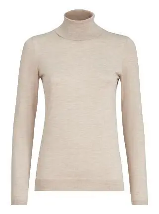 Brunello Cucinelli Cashmere And Silk Sparkling Sweater - Buff
