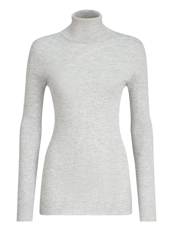 Brunello Cucinelli Cashmere And Silk Sparkling Sweater - Light Grey