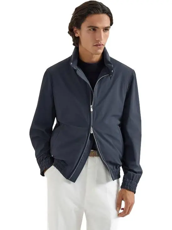 Brunello Cucinelli Nylon Zip-up Jacket - Navy Blue